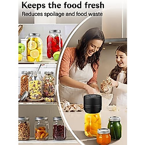 Electric Mason Jar Vacuum Sealer Kit, Cordless Vacuum Sealer Fits Wide Mouth and Regular Mouth Mason Jar for Food Vacuum Storage and Fermentation, Black