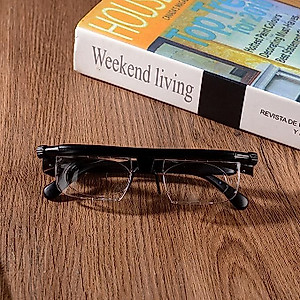 EKSED Adjustable Glasses Dial Vision Dial Adjustable Glasses Variable Focus Adjustable Focus Glasses With Folding Magnifying Glass For Reading Distance Vision Unisex Myopia Glasses for Seniors