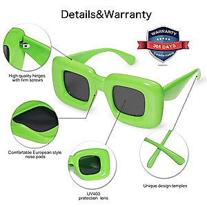 VANLINKER Cute Square Inflated Sunglasses for Women Men Trendy Chunky Glasses Retro Thick Frame Funny Mask Shades VL9733 Light Green