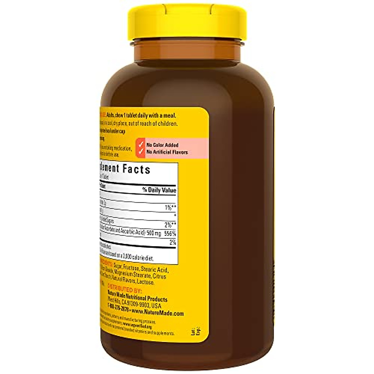 Nature Made Chewable Vitamin C 500 mg, Dietary Supplement for Immune Support, 150 Count (Pack of 1), 150 Day Supply, Packaging May Vary