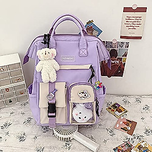 JIELAFIC Kawaii Backpack for School,kawaii Backpack with Kawaii Pin and Accessories Cute Bookbags for Teen Girls (Purple5)