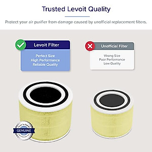 LEVOIT Air Purifier Pet Allergy Replacement Filter, 1 Pack, Yellow & Air Purifiers for Bedroom Home, HEPA Freshener Filter Small Room Cleaner, White