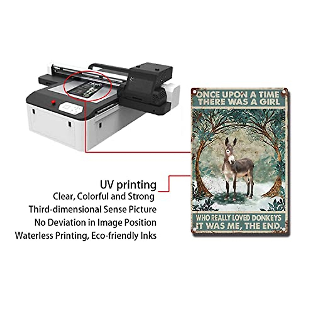 Tin Sign Once Upon A Time There Were A Girl Who Really Loved Donkey Tin Sign Metal Wall Decor for Garden Bars Restaurants Cafes 8×12inch/Tin Sign