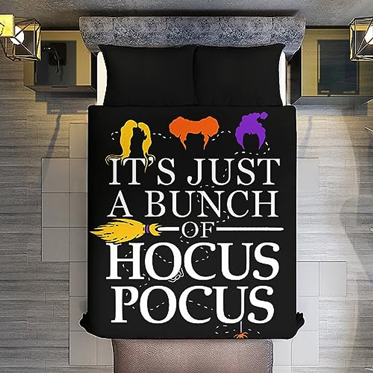 ggtg Hocus Pocus 3-Piece Bedding Set Soft Microfiber Sheet & Pillowcase Sets Full Size Sheet Set 90"x90"