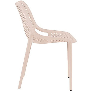 Meridian Furniture 328Pink Modern | Contemporary Patio Dining Chair with Polypropylene Plastic, Weather Resisting for Indoor or Outdoor Use, Set of 4, 20" W x 24.5" D x 33" H, Pink