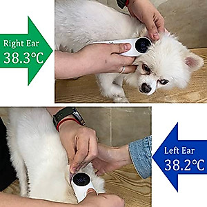 ICARE-PET Dog Ear Temperature Monitor, Long Probe for Pets Ear Canal Only, Measure Dog Temperature in 1 Second, Voice On/Off Switchable, C/F Switchable (White)