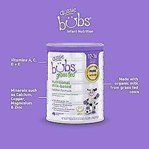 Aussie Bubs Grass Fed Nutritional Milk-Based Toddler Formula, For Kids 12-36 months, Made with Non-GMO Organic Milk, 28.2 oz