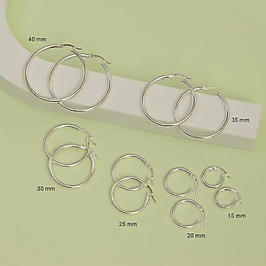 925 Sterling Silver Tube Hoop Earrings- 3MM 4MM 5MM Silver Hoop Earrings, Round Hoop Earrings, Silver Jewelry, Womens Jewelry