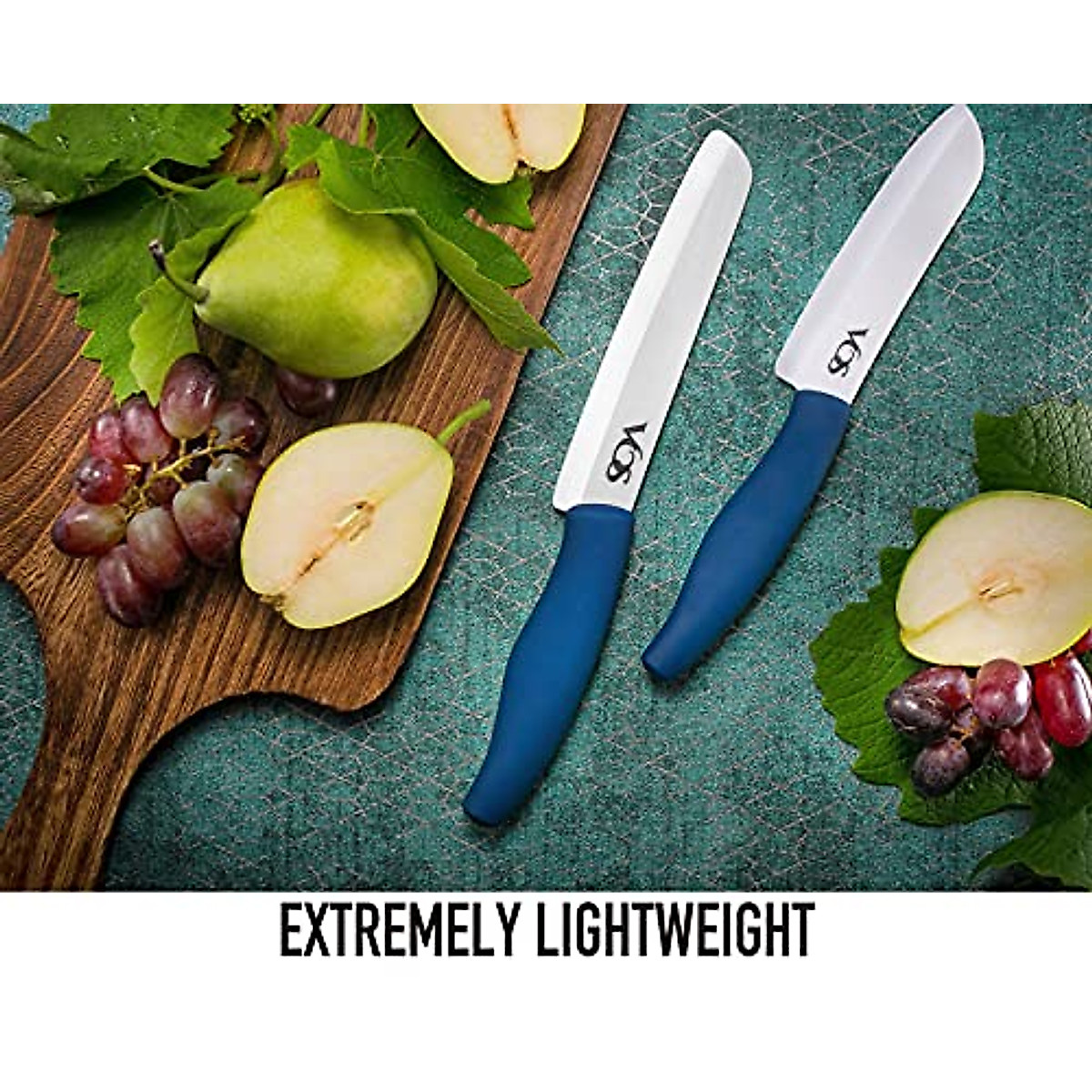 Vos Ceramic Knife Set, Ceramic Knives Set For Kitchen, Ceramic Kitchen Knives With Peeler, Ceramic Paring Knife 4", 5", 6", 7", 8" Inch Blue