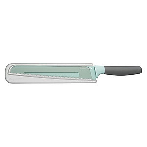 Berghoff Leo Ceramic Coated Non-Stick Bread Knife with Soft Touch Handle, 23cm, Stainless Steel, Green