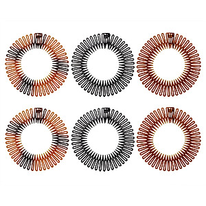 PENTA ANGEL Stretch Hair Combs 6Pcs Flexible Plastic Full Circular Circle Comb Headband Hair Wrap Holder Hairband for Women (Classic Style)