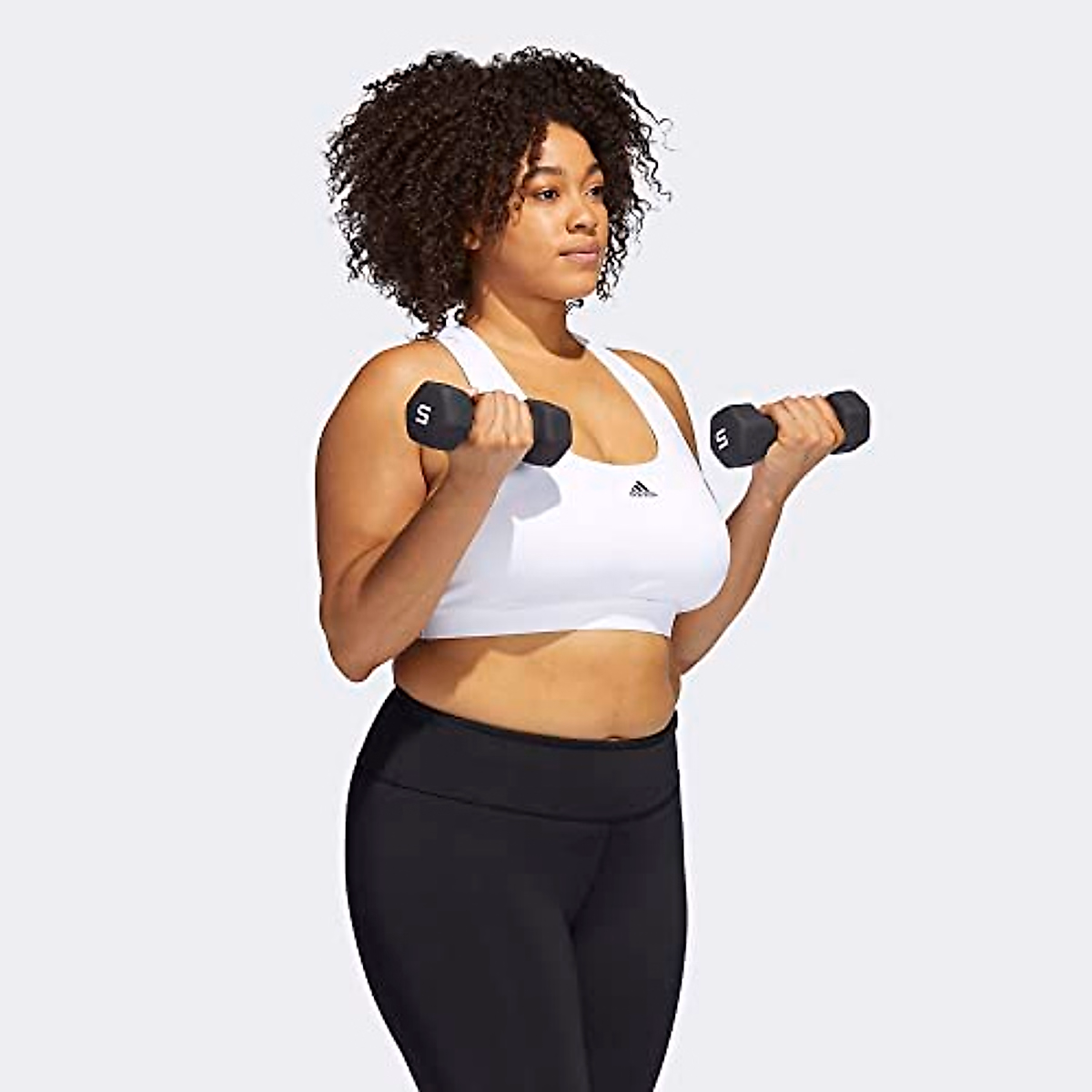 adidas Women's Plus Size Training Medium Support Racer Back Good Level Bra Padded w/ Removable Pads