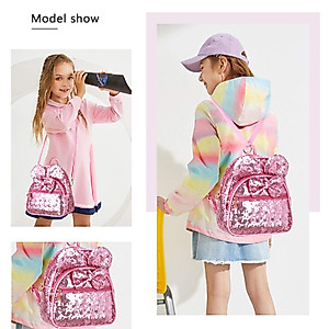 KL928 Girls Bowknot Polka Dot Cute Mini Backpack Small Daypacks Convertible Shoulder Bag Purse for Women (Pink)