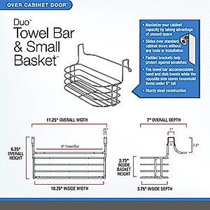 Spectrum Diversified Duo Over-the-Cabinet Towel Bar and Small Basket, Large, Chrome