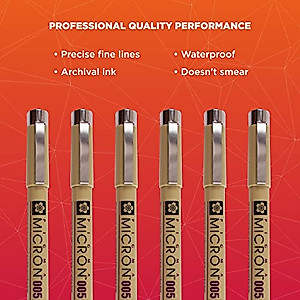 Sakura Pigma 50034 Micron Blister Card Ink Pen Set, Black, 005 6CT