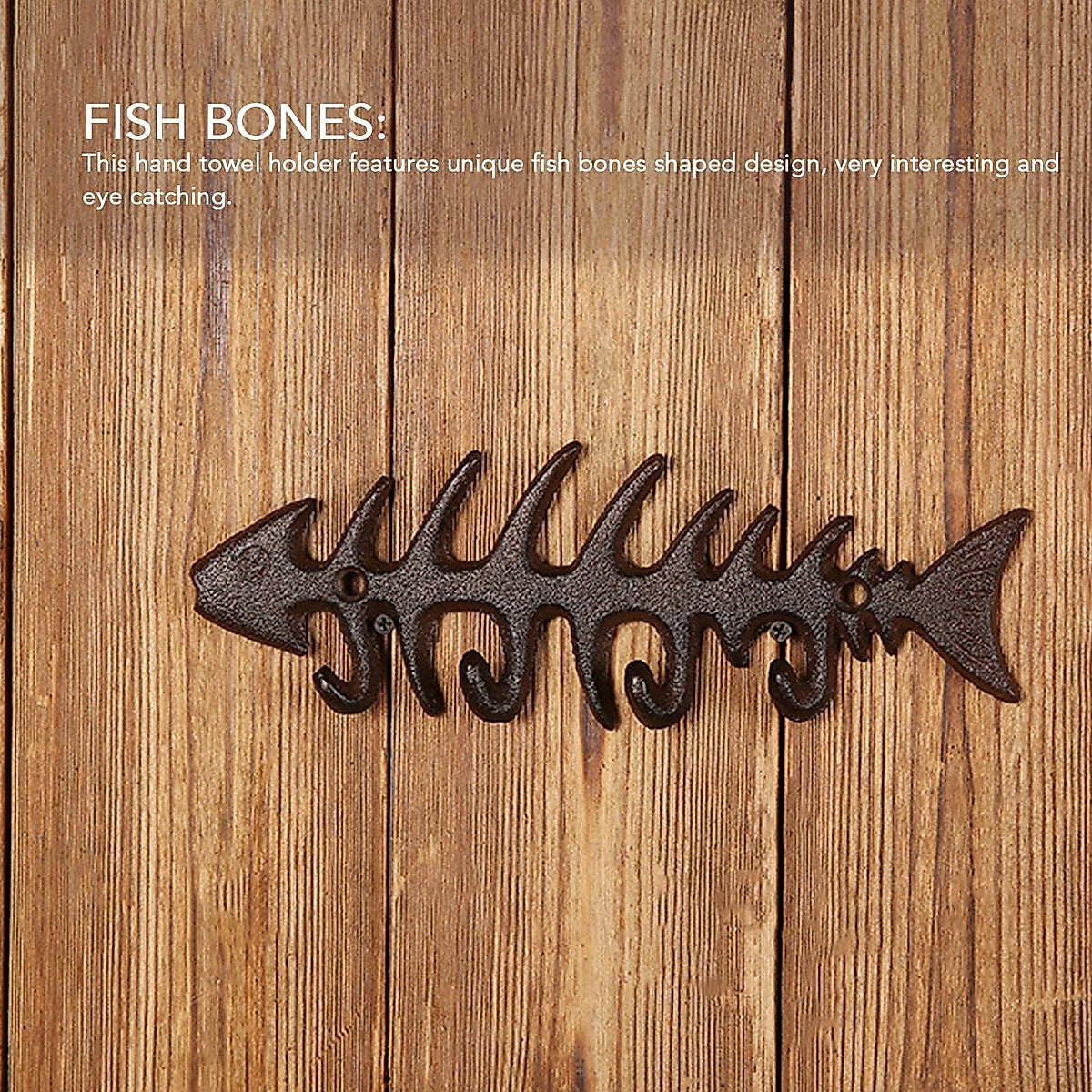 QANYEGN Wall Moted Towel Rack, Fish Bones Towel Rack, European Metal Towel Rack with 4 Hooks for Home Kitchens, Bathrooms and (B)