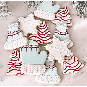 Winter and Christmas Cookie Cutter Set 6 Piece with Ugly Sweater, Hat,Mitten,Snowflake,Christmas Ornament,Tree Shape- Cookie Fondant Biscuit Cutters for Baking,Sandwiches, and Pancakes