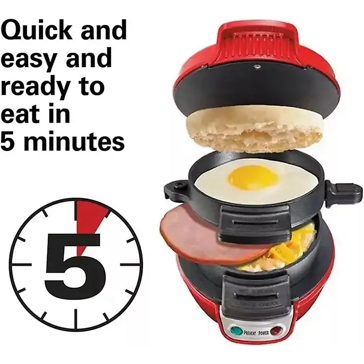 Generic Raf Burger Maker,600w Raf Breakfast Sandwich Maker with Egg Cooker Ring, Burger Maker Machine Electric,BurgerBeasts Multicook Press, Raf Waffle Maker (Red), standard