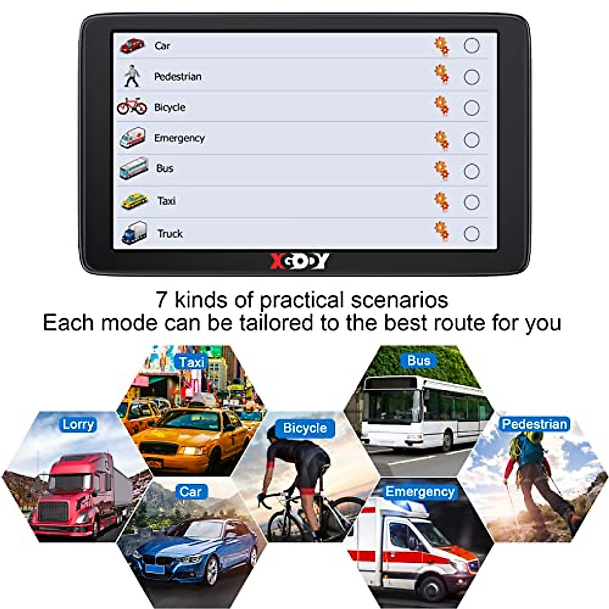 XGODY GPS Navigation for Car Truck GPS Navigation System 2023 Map 7 Inch Touchscreen Car GPS Navigator 8GB 256M with Voice Guidance and Speed Camera Warning Auto GPS with Lifetime Free Map Update