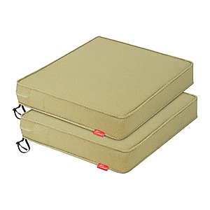Pcinfuns Outdoor Chair Cushions,19 x 19 x 3 Inch Seat Cushions for Patio Furniture,Square Corner Patio Chair Cushion with Adjustable Straps,2 Pack,Ginger Yellow