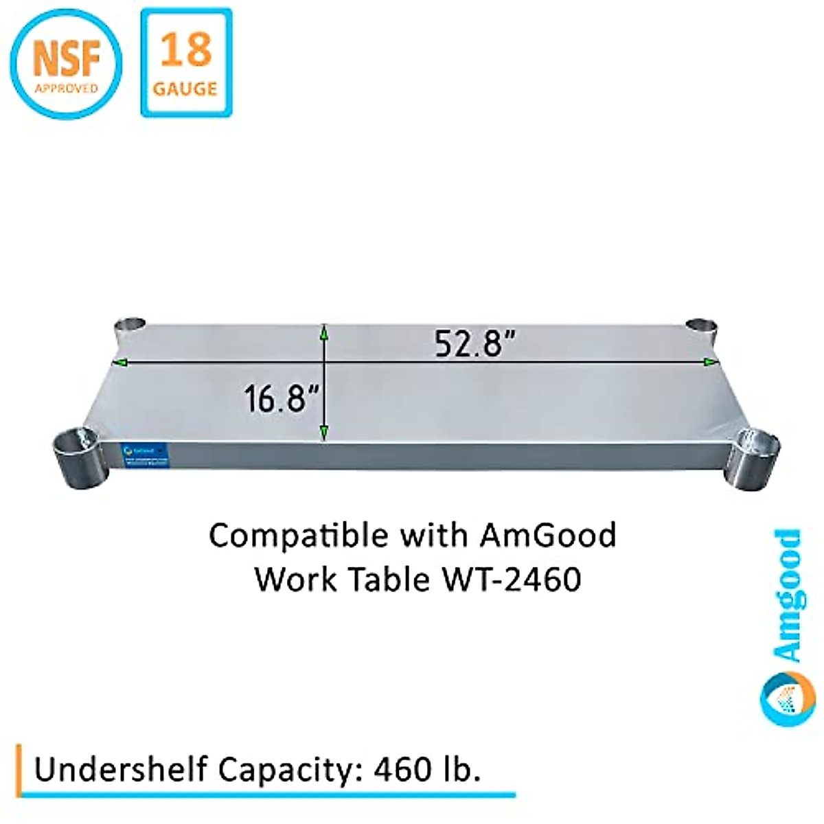 Additional Undershelf for AmGood Work Table (24" X 60")