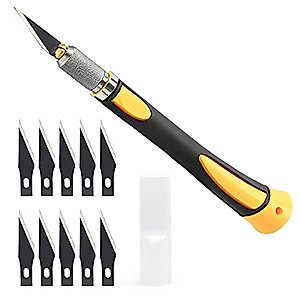 NEWISHTOOL Precision Hobby Knife Set Utility Exacto Knife Set with 10 PCS Fine Point Razor Art Knife Tool for Architecture Modeling, Pumpkin Cutting, Scrapbooking, Wood Working Stencil