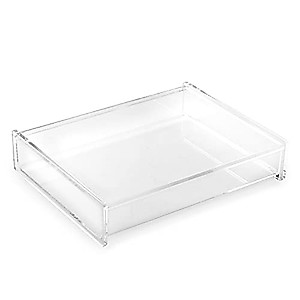 Huang Acrylic Clear Acrylic Catch All Box with Hinge Lid | 7.25"x9" Large Multipurpose Storage Box for Keepsakes, Jewelry, Trinkets