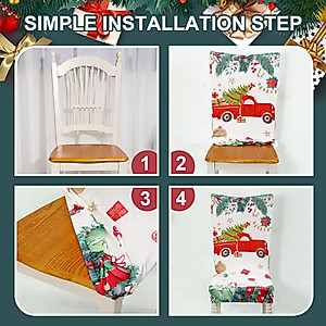 Peryiter 6 Pcs Christmas Chair Covers Kitchen Dining Room Chair Covers Set of 6 Removable Washable Parson Chair Covers Holiday Stretch Dining Chair Slipcovers Furniture Protector for Xmas Party