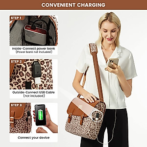LOVEVOOK Laptop Bag for Women, Large Capacity Computer Bags Cute Shoulder Messenger Bag, Business Work Bags Tote Briefcase Purse Laptop Sleeve Case, 15.6inch, Leopard Print-Brown Pro