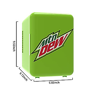 CURTIS Mountain Dew MIS134MD, Mini Portable Compact Personal Fridge Cooler, 4 Liter Capacity Chills Six 12 oz Cans, 100% Freon-Free & Eco Friendly, Lime