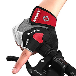 INBIKE 5mm Gel Pad Half Finger Bike Bicycle Cycling Gloves Red X-Large