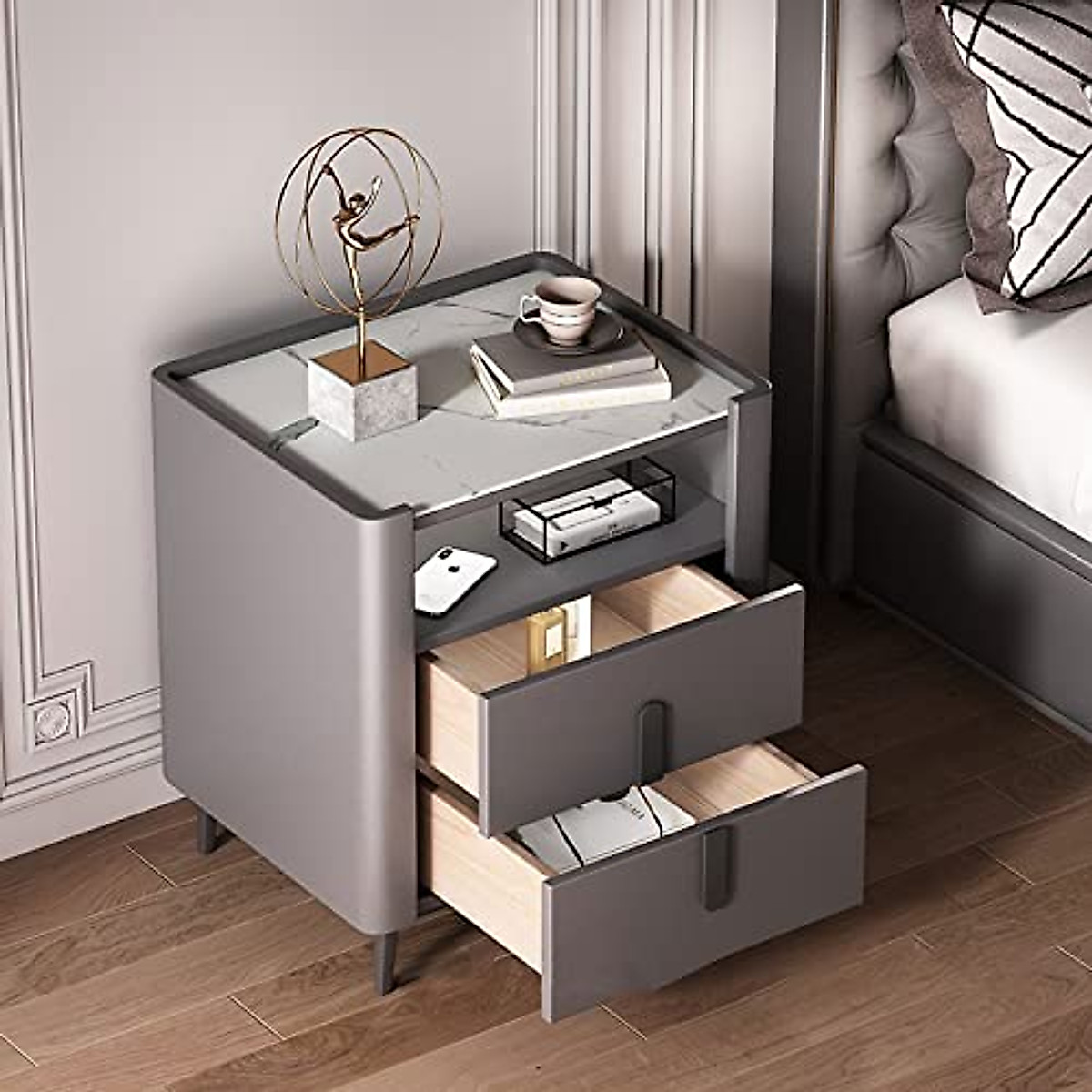 HIGOH Bedside Table Bedside Table Modern Nightstand Light Luxury Bed Side Table for Bedroom Bedside Storage Cabinets Bedside Cabinets