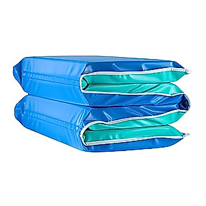 CASE Pack of 6 KinderMat Jr. Daydreamer, 2 inches Thick, 4-Section Rest Mat, 44" x 19" x 2", Blue/Teal, 100% Made in USA (CASE of 6: 500225 2" Jr. Daydreamer with Binding)