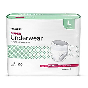McKesson Super Underwear, Incontinence, Moderate Absorbency, Large, 72 Count
