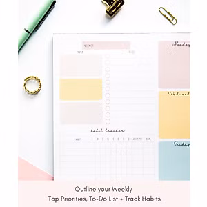 Weekly Planner Notepad Tear Off – 52 Undated Weekly Sheets Daily To Do List Notepad, Habit Tracker, Academic Planner Notebook, Daily Work Planner- Full Year Productivity Planner Weekly To Do List Pad