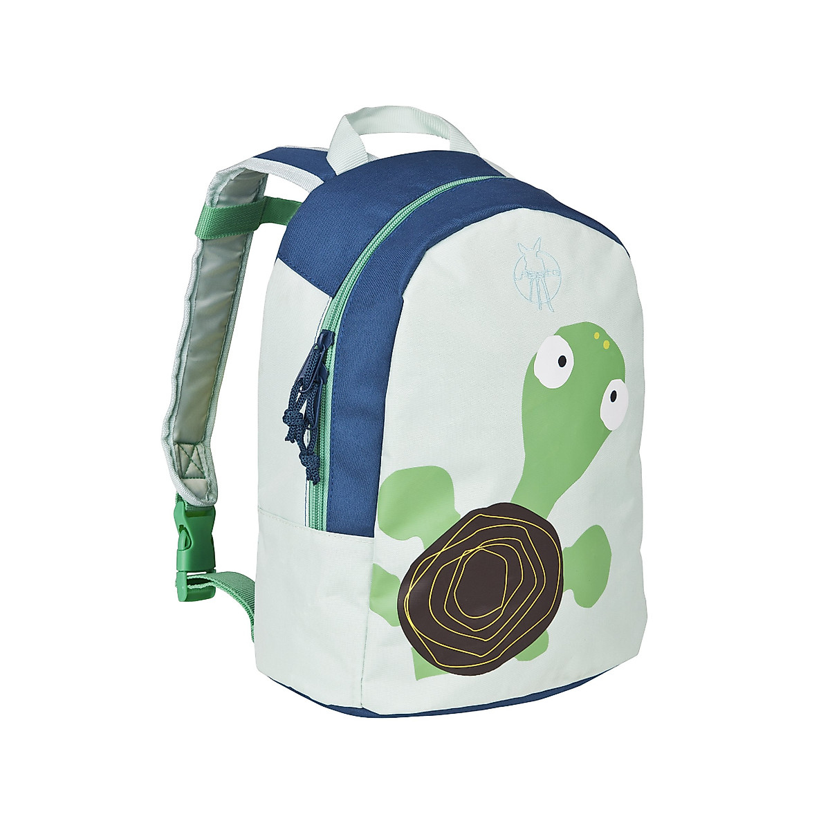 Lassig Kids Backpack for Kindergarten or Pre-School with Chest Strap, Name Badge and Drink Bottle Holder, Wildlife Turtle