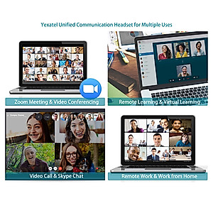 Yexatel USB Headset with Microphone for PC, Computer Headset for Work, Wired Gold Headset with Mic Mute Volume Control, Office Headset for Teams 3CX Skype Online Meeting Voice Recognition-Y809GUC