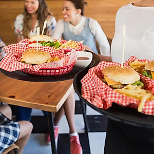 50 Pack Oval Fast Food Baskets, 8.7 x 5.5 Inch Red Plastic Food Baskets Restaurant Basket, Fast Food Storage Baskets for Burgers, Sandwiches, Fries at Party, Picnic, Home