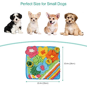 ORIA Snuffle Mat for Dogs, Interactive Sniff Mat for Boredom, Slow Eating, Keep Busy, Encourages Natural Foraging Skills, Dog Puzzle Toys for Dogs Cats Rabbits, 15x15 inch