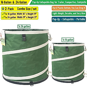 16 Gallon & 24 Gallon Collapsible Trash Can with Solid Bottom Yard Garden Bag for Pop-Up Trash Can,Recycling Bin,RV Camping Waste Bin,Home Laundry Hamper,Yard Waste Bag,Debris Bag,Lawn Grass,Leaf Bags
