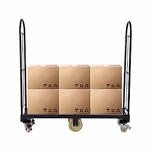 64.6Lx15.7H U-Boat Steel Cart, 2000lbs Capacity U-Boat Cart Steel, U-Boat Platform Truck Dolly, with Removable Handles, Six Wheels, for Warehouses, Storage Rooms, Transportation Facilities