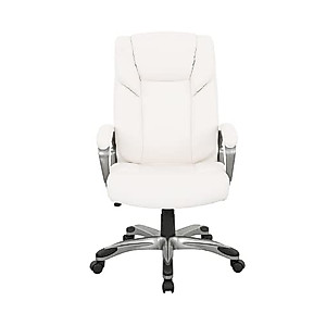 Amazon Basics High-Back Bonded Leather Executive Office Computer Desk Chair, 29.13"D x 25.59"W x 41.34"H, Cream