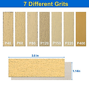 3.5”x 1” Mini Sander Kit, Mini Detail Sander with 70 Sheets Sandpaper-Grit 40 60 80 120 180 240 320, Coldairsoap Micro Sanding Tools, Detail Handle Sanding Tools for Small Projects, Craft, Wood
