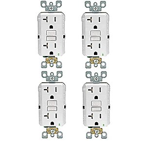 Leviton GFTR2-W Self-Test SmartlockPro Slim GFCI Tamper-Resistant Receptacle with LED Indicator, Wallplate Not Included, 20-Amp, White (4 PACK)