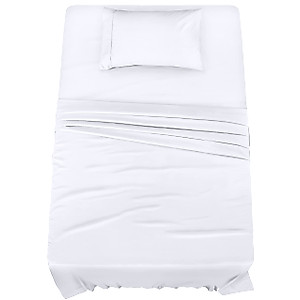 Utopia Bedding Mattress Pad and 3PC Bedsheet Set (TwinXL White)