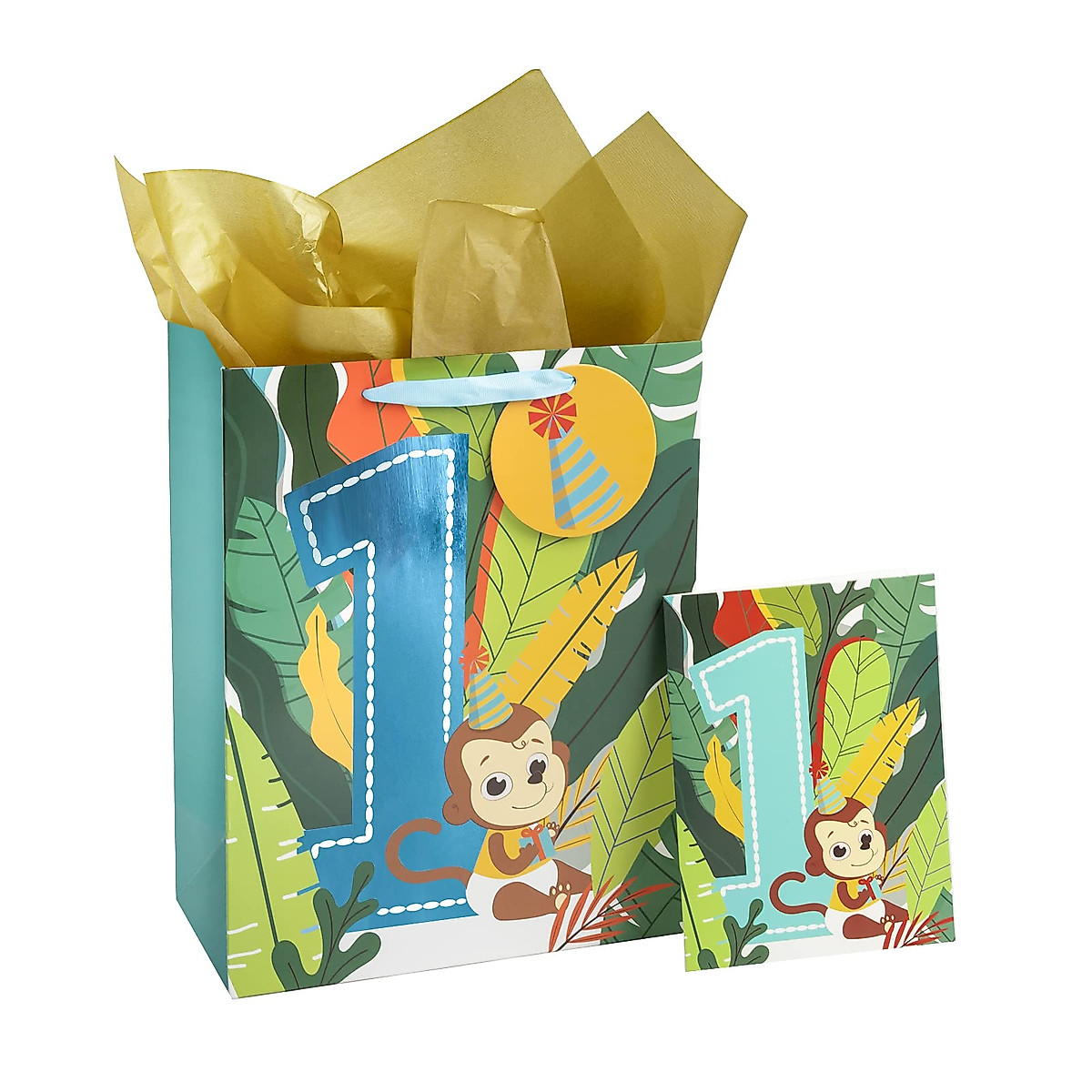 MAYPLUSS 13" Large Gift Bag for One Birthday with Birthday Card and Tissue Paper