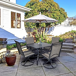 Anmutig Outdoor Dining Table with 1.57" Umbrella Hole, Picnic Table Metal Steel Square Backyard Bistro Table Outdoor Dining Table for Garden, Poolside, Backyard, Black, 37x37inch