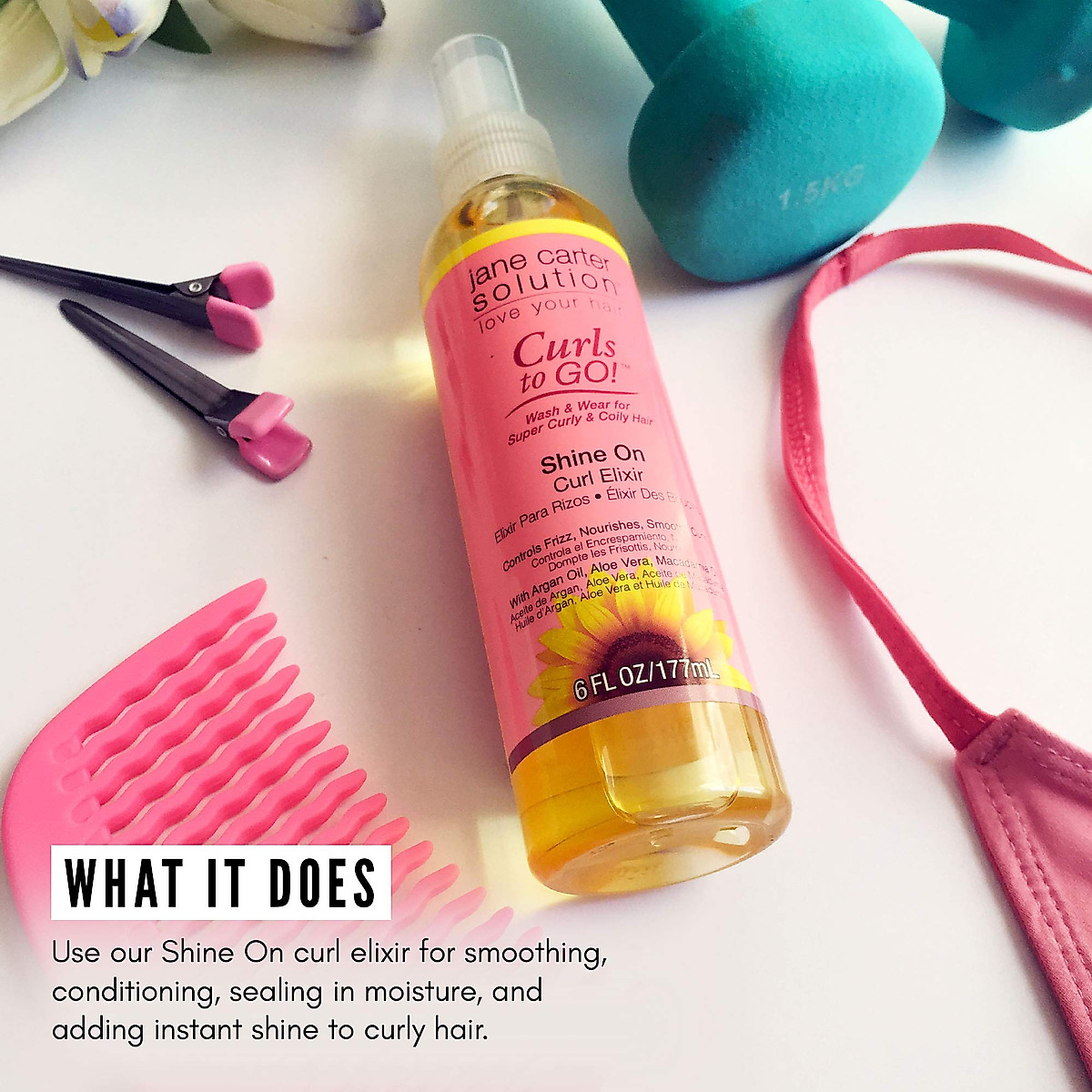 Jane Carter Solution Curls to Go Shine On Curl Elixir (6oz) - Nourishing, Reduce Frizz