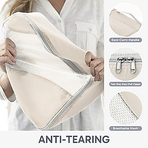 ALL INCLUDED 10 Set Durable Packing Cubes for Suitcases,OlarHike Essentials for Travel, UPGRADED Anti-Tear Stitching, NEW Improved Luggage Packing Organizers for Travel Accessories(Cream)