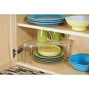 InterDesign Linus Corner Storage Shelf for Kitchen Cabinets, Countertops, Pantries - Clear
